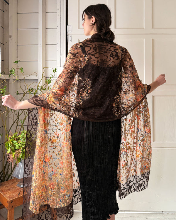 20s Printed Devoré Silk Velvet Shawl - Lucky Vintage