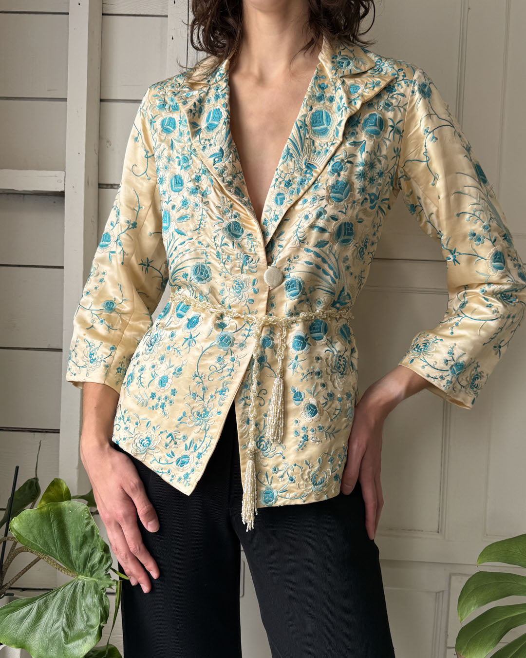 30s Embroidered Silk Jacket | S-M - Lucky Vintage