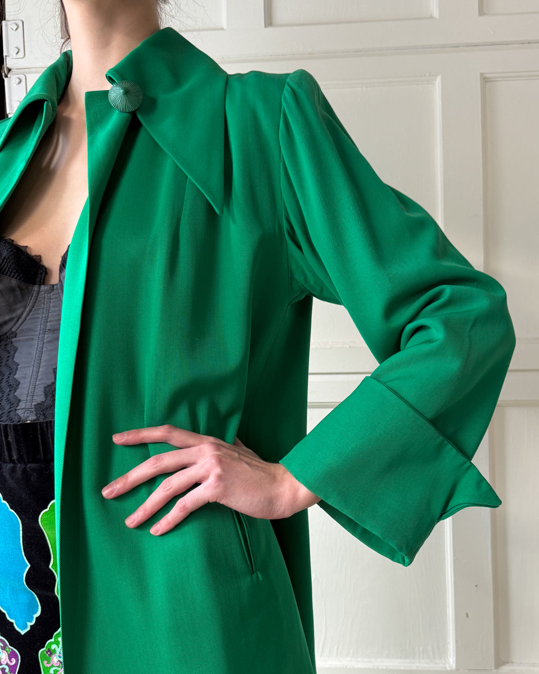 40s Green Gabardine Coat | S-L - Lucky Vintage