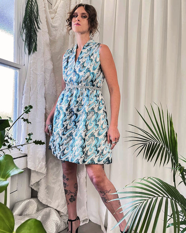 60s Victor Costa Metallic Dress | M - Lucky Vintage