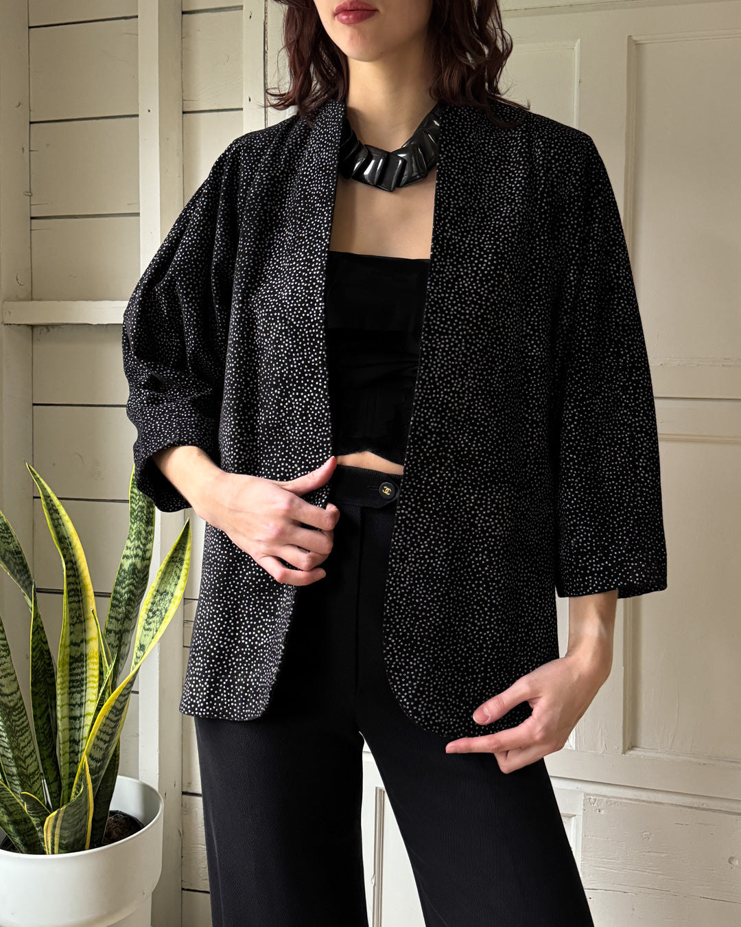 80s Jean Muir Dotted Suede Jacket | S-M - Lucky Vintage