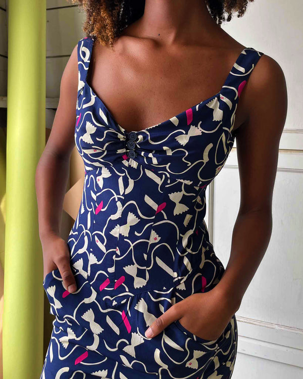 80s Fendi Pasta Print Dress | XS - S - Lucky Vintage