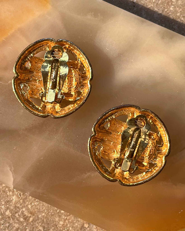 80s Givenchy Gold Logo Earrings - Lucky Vintage