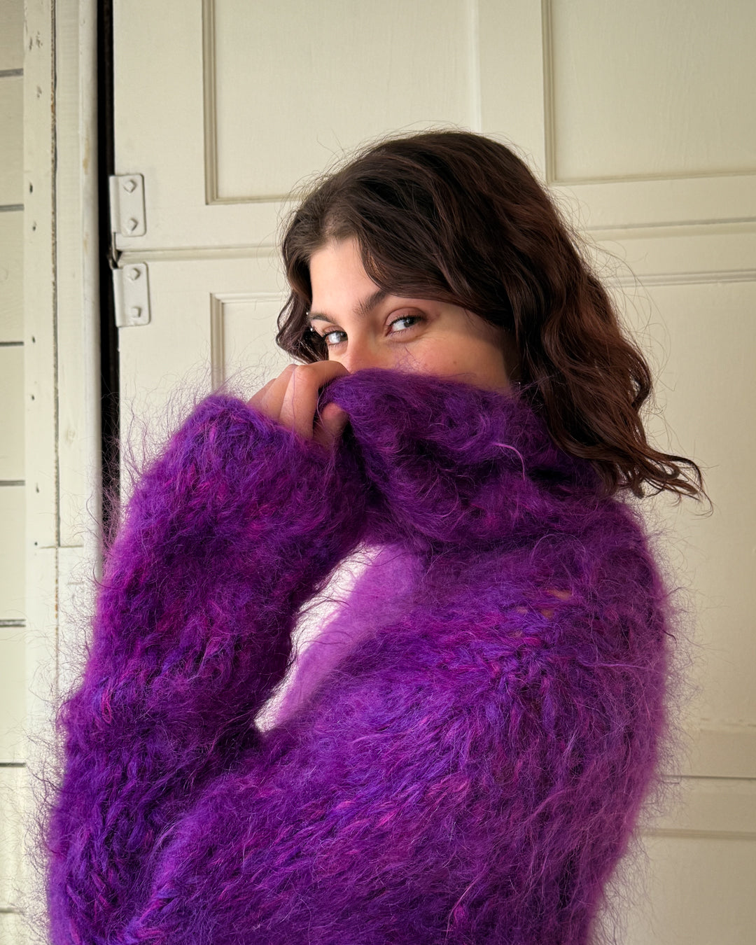Handwoven Grape Mohair Sweater | S-L - Lucky Vintage