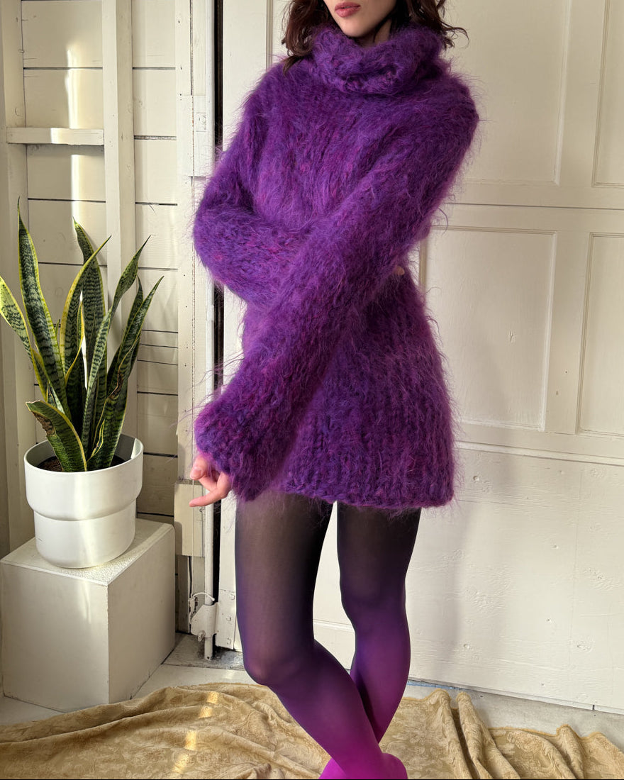 Handwoven Grape Mohair Sweater | S-L - Lucky Vintage