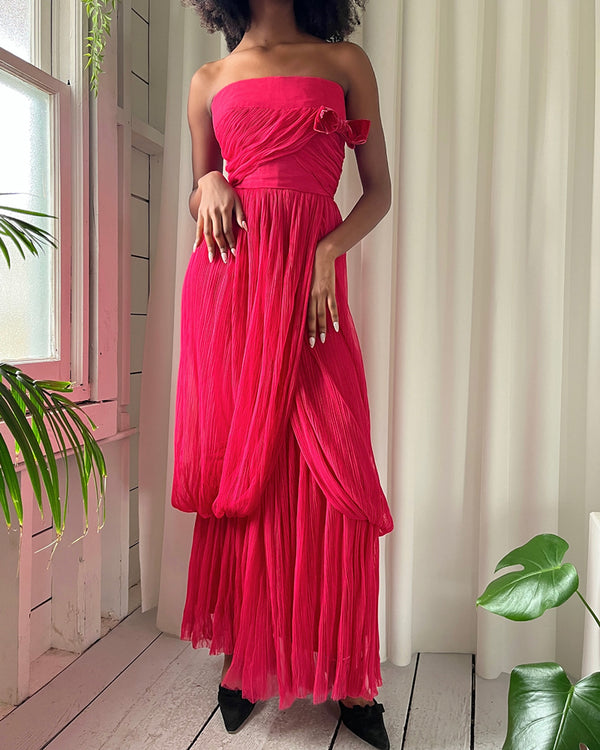 60s Sophie Gimbel Silk Gown | XS - Lucky Vintage